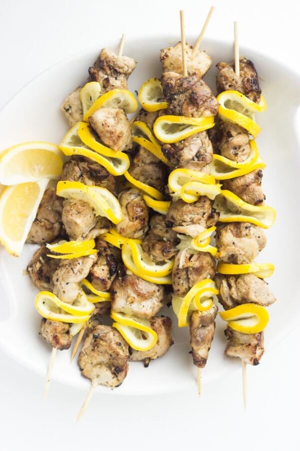 Lemon Garlic Chicken Kebabs - Little Broken
