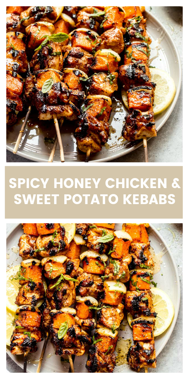Spicy Honey Chicken and Sweet Potato Kebabs - Little Broken