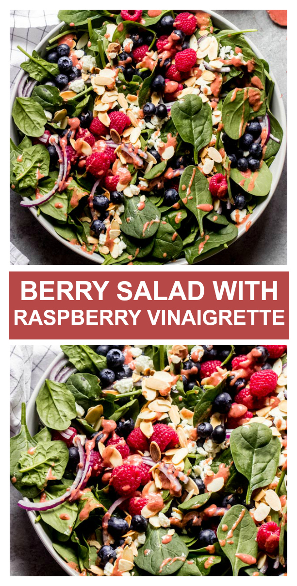 Berry Spinach Salad with Raspberry Vinaigrette - Little Broken