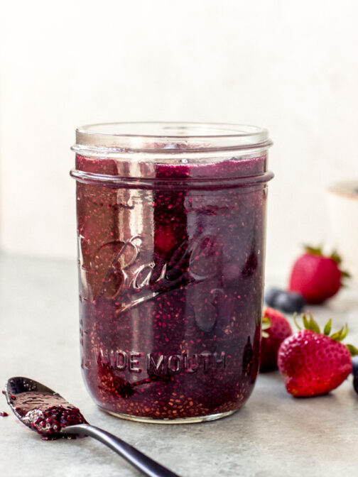 Strawberry Blueberry Jam {No Sugar, No Pectin} - Little Broken