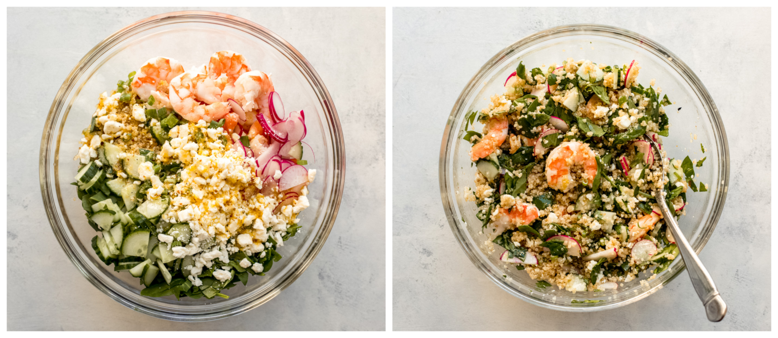 Spring Quinoa Salad with Shrimp - Little Broken