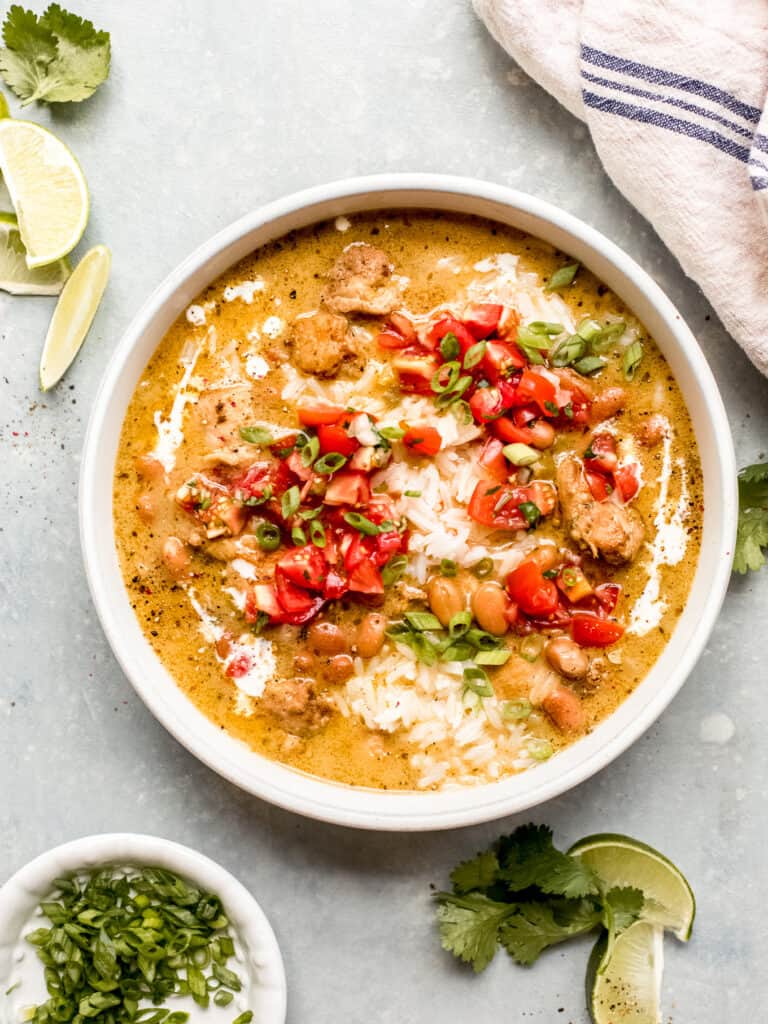 Creamy Chicken Chili On Rice - Little Broken