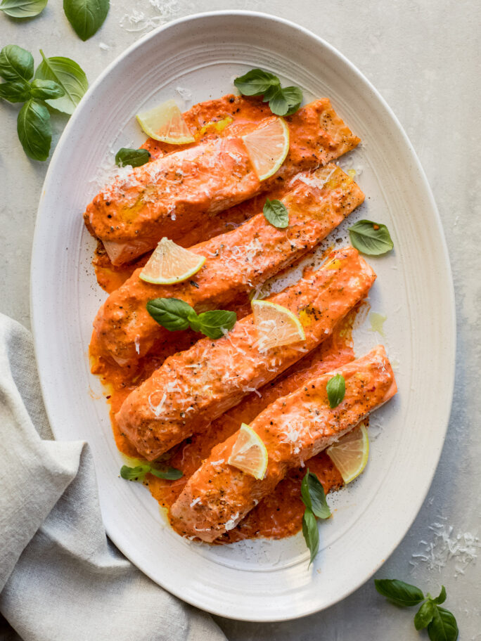 Roasted Red Pepper Salmon - Little Broken